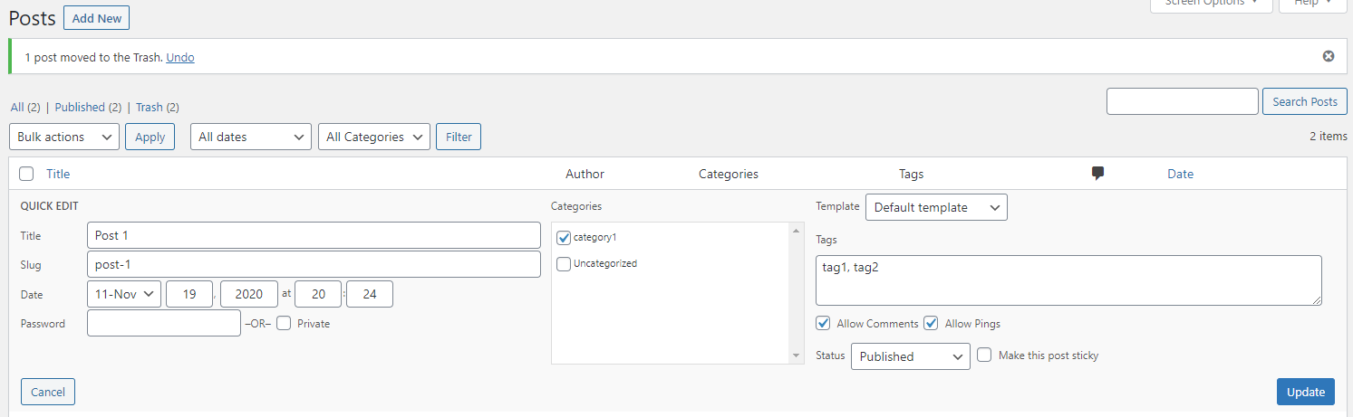 WordPress Admin List Tables: Extend the Quick Edit Function